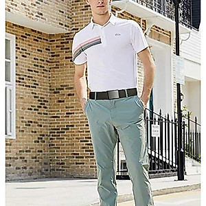 WYuZe Nylon Elastic Stretch Belt-2 Pack Men Casual Golf Belt Military Metal Buckle (Black+Dark Gray, Fits pant up to 42")