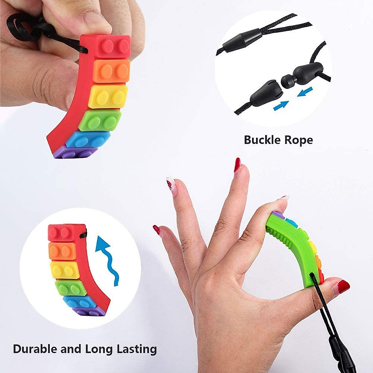 Chew Necklaces for Sensory Kids,5 Packs Sensory Chew Necklaces,Autism Chewy Necklace Sensory for Boys Girls Adults with ADHD,Biting Needs,Oral Motor Chewy Stick