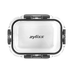 Zyliss Glass Container, Shatterproof Glass, Airtight Food Storage Box with Sealable Lid, Microwave Safe, BPA Free, Freezer Safe, Fridge Storage, Food Container, 6.3in x 4.7in x 2", 12.5oz