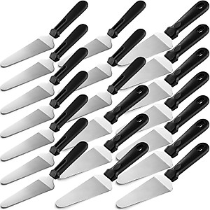 Zhehao 20 Pack Plastic Handle Pizza Pie Server Stainless Steel Pizza Spatula Server Non Slip Triangular Spade Spatula Easy to Grip Pie Spatula Cutter Pie Knife Cake Serving Utensils (Black)