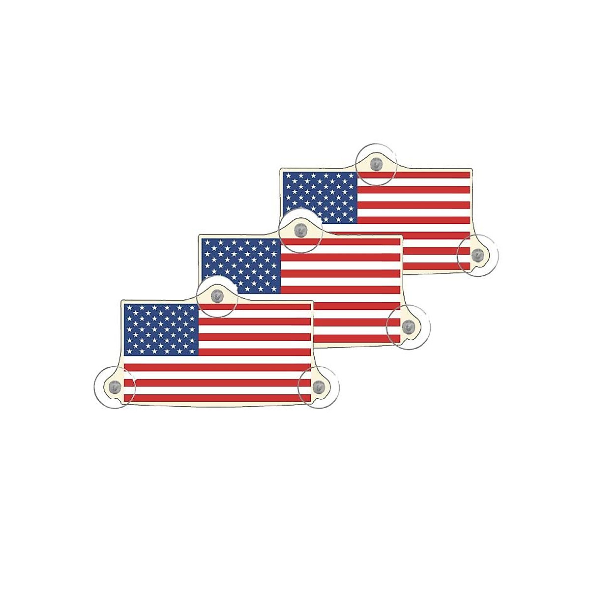 Free Thought Designs EZ Pass and I Pass Holder for New Toll Transponders - American Flag - 3 Point Mount (3 Pack)