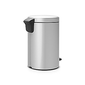 Brabantia New Icon Step Trash Can (3.2 Gal/Metallic Gray) Soft Closing Kitchen Garbage/Recycling Can with Removable Bucket