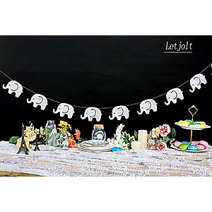 Elephant Garland Banner Glitter Silvery Baby Shower Decorations Christmas Supplies Baby Elephant Decorations Birthday Party Supplies Baby Nursery Decorations 10 Feet 17 Pcs
