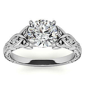 Sparkx Diamond 3 CT Round Cut Colorless Moissanite Engagement Ring, Wedding/Bridal Celtic Ring Set, Solitaire Style, Solid Sterling Silver Vintage Antique Anniversary Promise Ring Gift for Her (6)