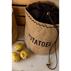 Natural Elements KitchenCraft Potato Bag with Blackout Lining, Hessian, Brown, 24 x 24cm