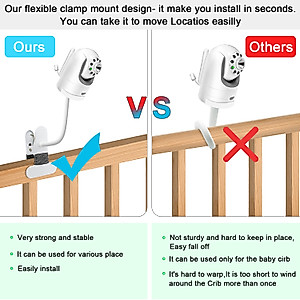 2 Pack Baby Monitor Mount flexible clamp mount Compatible with Infant Optics DXR-8 and DXR-8 Pro Video Baby Monitor Baby Monitors Holder for Crib Nursery Baby Camera Stand Without Tools or Wall Damage