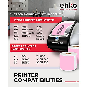 enKo [6 Rolls, 1800 Direct Thermal Labels] Pink Compatible for Colored Dymo Labels 30256 - Stickers Label (2-5/16 x 4") Use with Dymo, Rollo Thermal Printer as Shipping & Mailing Labels