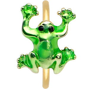 Body Candy Womens 20G Stainless Steel Nose Ring Green Tree Frog Nose Hoop Ring Circular Nose Ring 5/16”