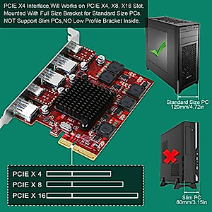 FebSmart 2X USB-C & 3X USB-A 10Gbps Ports PCIE USB 3.1 GEN2 Card for Windows 11, 10, 8.x, 7(32/64bit), Windows Server, MAC OS and Linux Desktop PCs, Built in Self-Powered Technology (FS-A3C2-Pro)