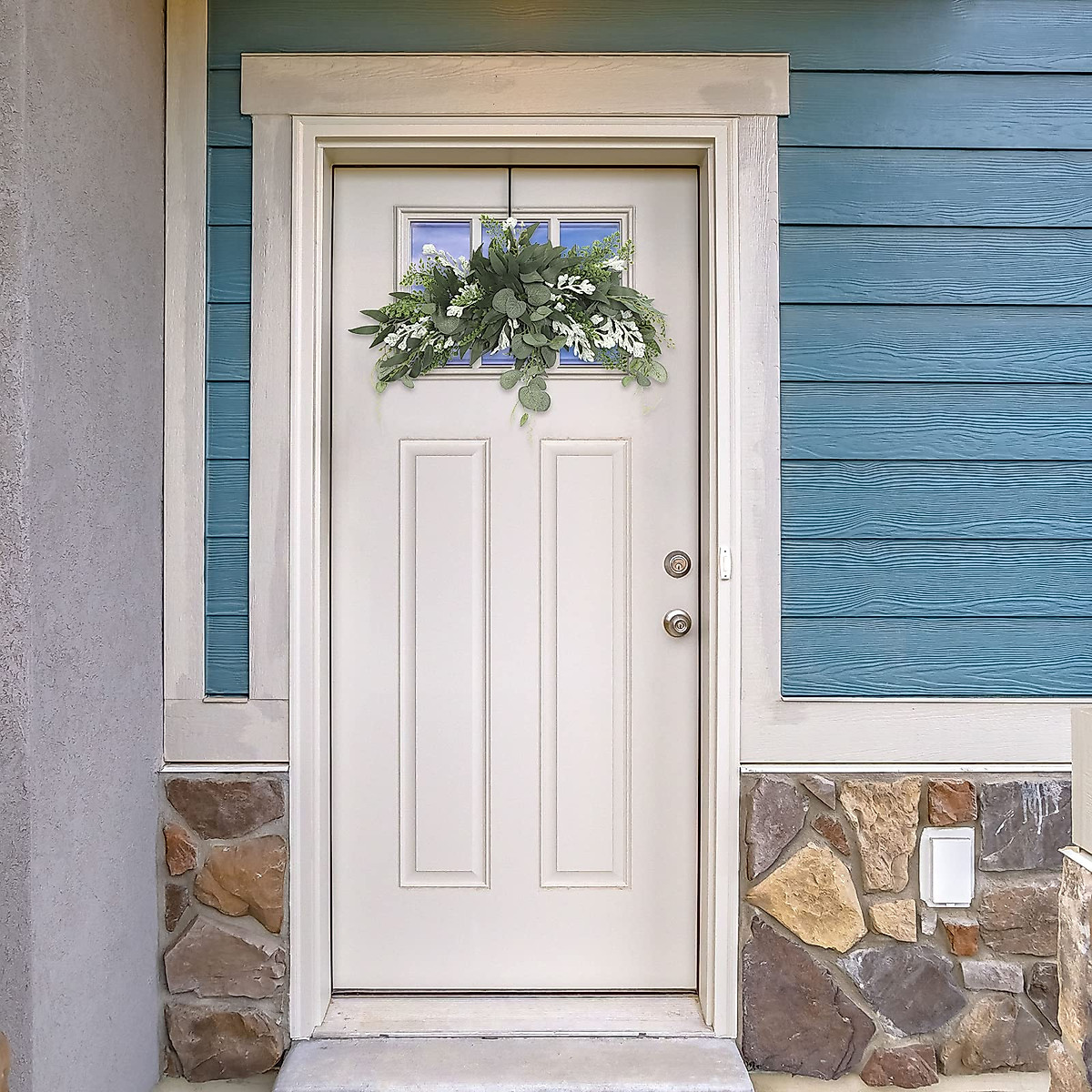 MOOVGTP Artificial Eucalyptus Floral Swag, 23.6in Artificial Mixed Eucalyptus Leaves Swag Wedding Arch Flowers Front Door Decorative Swags for Wedding Arch Home Garden Decor