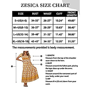 ZESICA Women's 2023 Summer Boho Floral Print Square Neck Ruffle Swing Beach Long Maxi Dress,Yellow,Medium