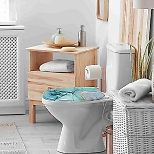 Musesh Elongated Toilet Seat Slow Close Green Ink Abstract Marble Colorful Soft Close Toilet Seat Cover Replacement Toilet Seat Removable Toilet Seat 1 Pack