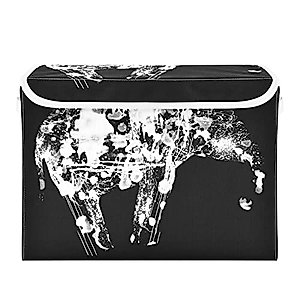 innewgogo White Elephant Storage Bins with Lids for Organizing Large Collapsible Storage Bins with Handles Oxford Cloth Storage Cube Box for Room