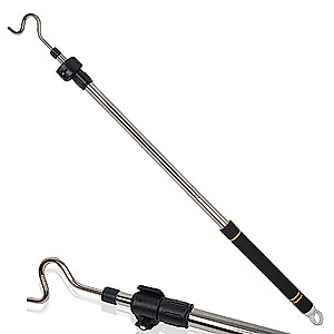 Clothes Hanger Reaching Hook Telescopic Adjustment it is Light and can Extend from 37" to 65" with 4.7 "Hook and Sponge Handle. (37-62)