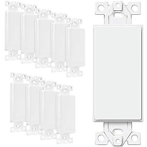 ENERLITES Blank Adapter Insert for Decorator Wall Plates, Unbreakable Polycarbonate Thermoplastic, UL Listed, 6001-W-10PCS, White, 10 Piece