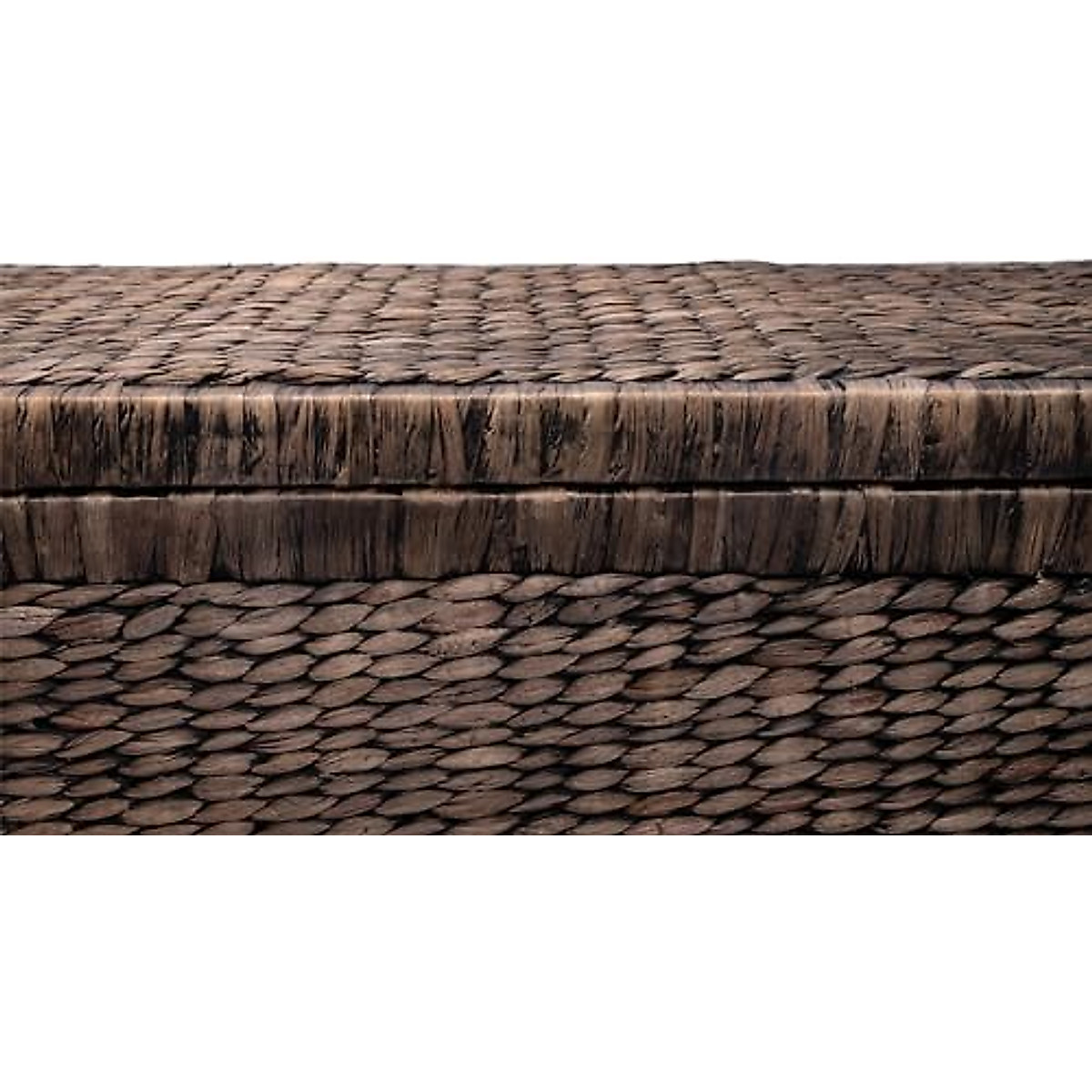 Finch Wicker Trunk - Vintage and Boho style Chest to store Blanket and toys, Ideal for Living Room, Bedroom, Kids Room, Wooden Frame with Water Hyacinth Woven Construction, Brown