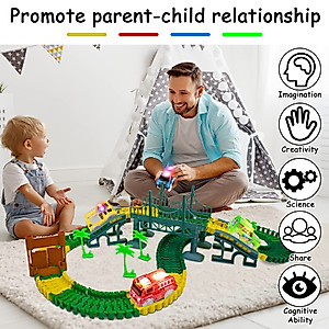 Tracks Cars Replacement Only - Light Up Magic Cars for Tracks Compatible with Glow in The Dark Toy Cars with 5 LED Flashing Lights for Most Race Tracks Only Toy Cars Track Car Accessories (4 Pack)