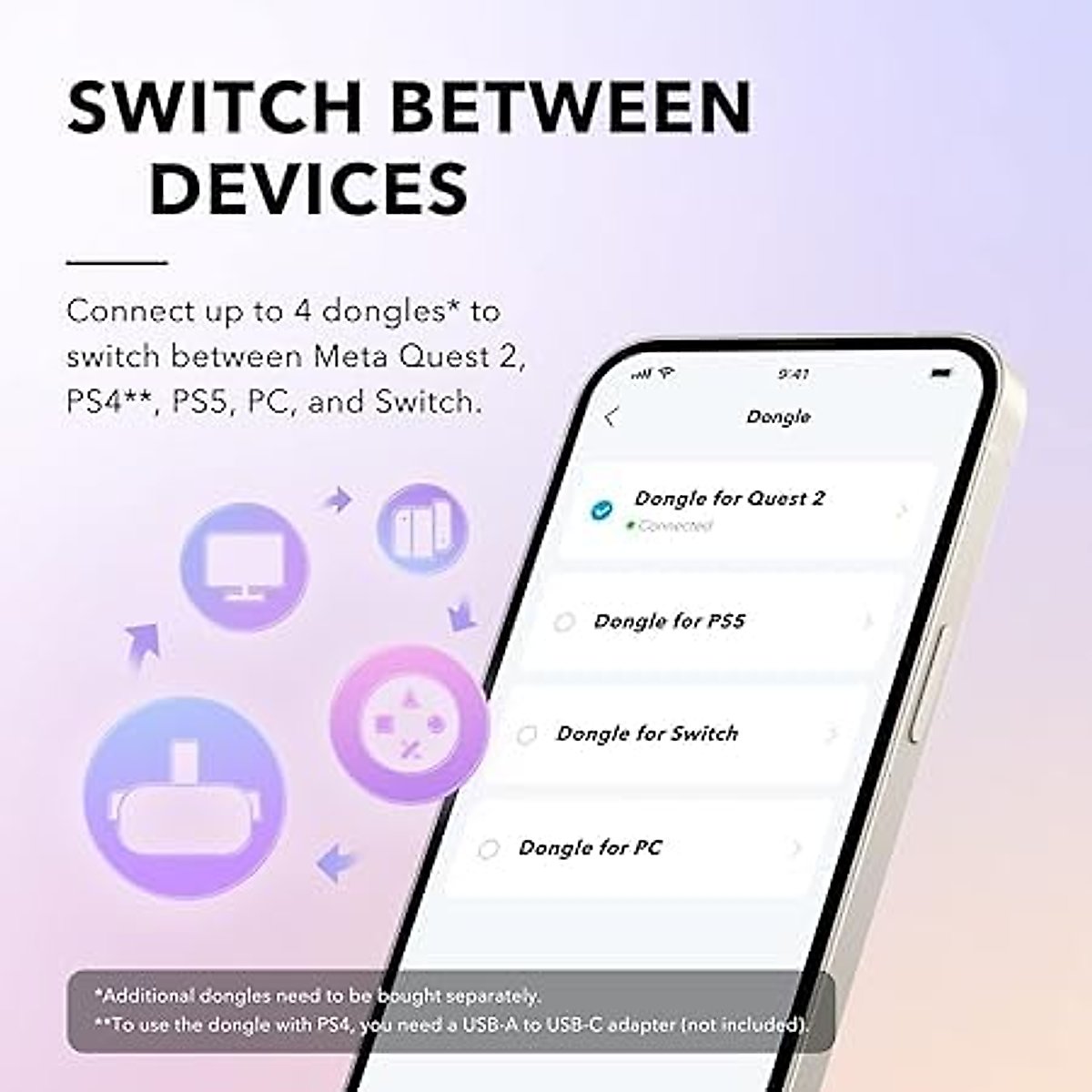 soundcore VR P10 Wireless Gaming Earbuds with Extra USB-C Dongle, Meta Quest 2 Accessories, Low Latency, Dual Connection, Bluetooth, 2.4GHz Wireless, PS4, PS5, PC, Switch Compatible