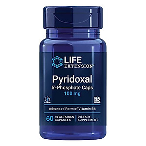 Life Extension Pyridoxal 5'-Phosphate 100 mg P5P – Essential Vitamin B6 For Heart, Nerve & Eye Health – Glucose & Blood Sugar Supplement - Gluten-Free, Non-GMO - 60 Vegetarian Capsules