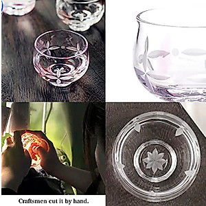 Tomi Craft, Otaru Kiriko Ochoko, Japanese Sake Cups, Beautiful Cut Glass, Craftsmen in Otaru Hokkaido, Hand Made in Japan, Tomi Glass OG101 (Pink)