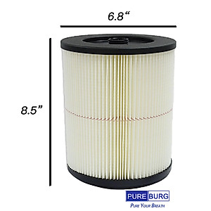 PUREBURG 9-17816 Replacement Filter Compatible with Craftsman 17816 Wet & Dry Vacs 5 GAL. Larger Made 1988 & Later,2-Pack Red-Stripe Filter
