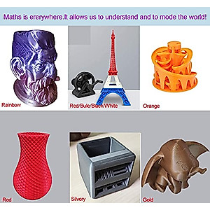 Maths PLA+ 3D Printer Filament 1.75mm (±0.02 mm), 0.25Kg/Spool, Total 1Kg/2.2lb, Independent Vacuum Package. 4 Colors Pack for 3D Printer & 3D Pen-Golden(Dark), Silver, Black, White