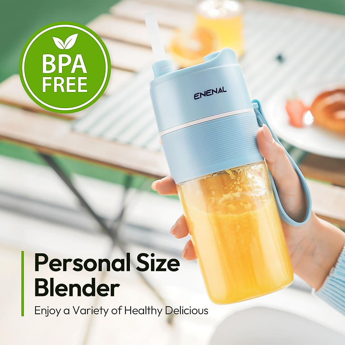 Personal Size Blender, Enenal Portable Blenders Smoothies and Shakes 5000mAh Battery, 16oz Mini Blender USB Rechargeable, Handheld Blender BPA-Free Fruit Smoothie Juicer Cup