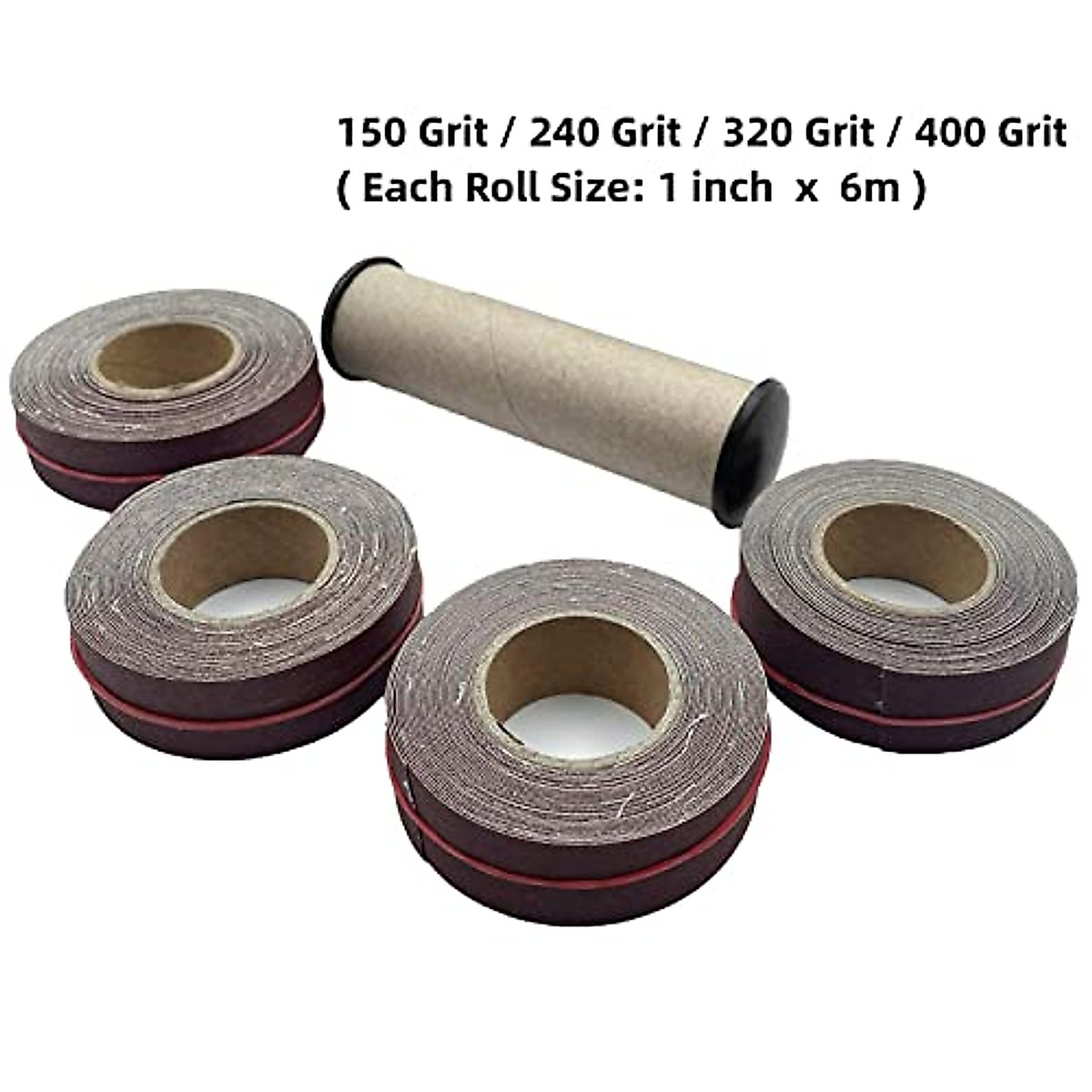 LYFJXX Emery Cloth Roll, 150 240 320 400 Grit Abrasive Sandpaper Roll, 4 Rolls Sandpaper 6 Meter, Emery Cloth for Metal with Dispenser, Aluminum Oxide Sandpaper (6M)