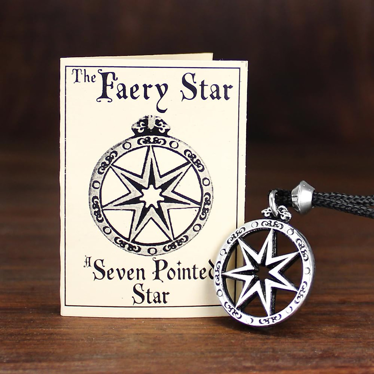 Pewter Seven Pointed Fairy Star Pendant Necklace