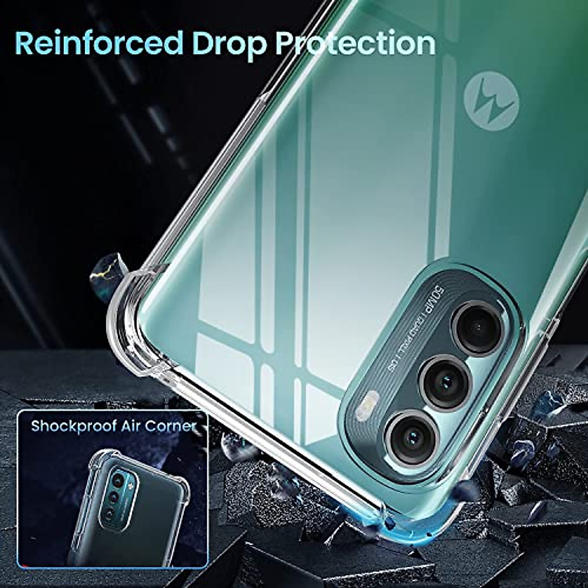 KIOMY Motorola Moto G Stylus 5G 2022 Clear Case with 2pcs Tempered Glass Screen Protectors Hybrid Anti Yellow Hard PC Panel with Flexible TPU Frame Shockproof Bumper Protection Ultra Transparent Cover