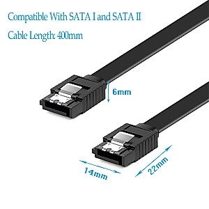 DaFuRui 12-Pack SATA III Cable，SATA III 6.0 Gbps Data Cable Straight Black with Locking Latch 16 Inches SATA Cable Pack for HDD、SSD、CD and DVD Drives
