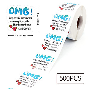 Littlefa 1.5” Repeat Customers are My Favorite Thank for Being Awesome Stickers,Bakeries Stickers,Handmade Stickers,Small Business Stickers, Envelopes Stickers, Gift Bags Packaging 500 PCS