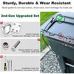 Dxmnoly Trash Can Locks Garbage Can Lid Lock for Animals, Keep Bears Raccoon Squirrels Away from Rummaging, Stainless Steel Bear Racoon Dog Proof Outdoor Trash Bin Lock with Upgraded Nut, 2 Pack