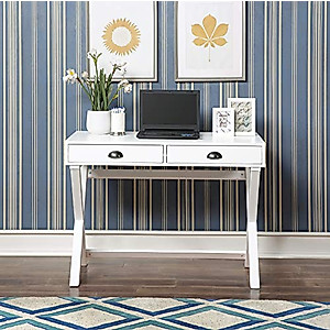 OSP Home Furnishings Washburn Chic Campaign Writing Desk, White