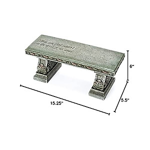 Roman Memorial Bench with Verse Inscribed on Top, 15.25-Inch, Resin, Small