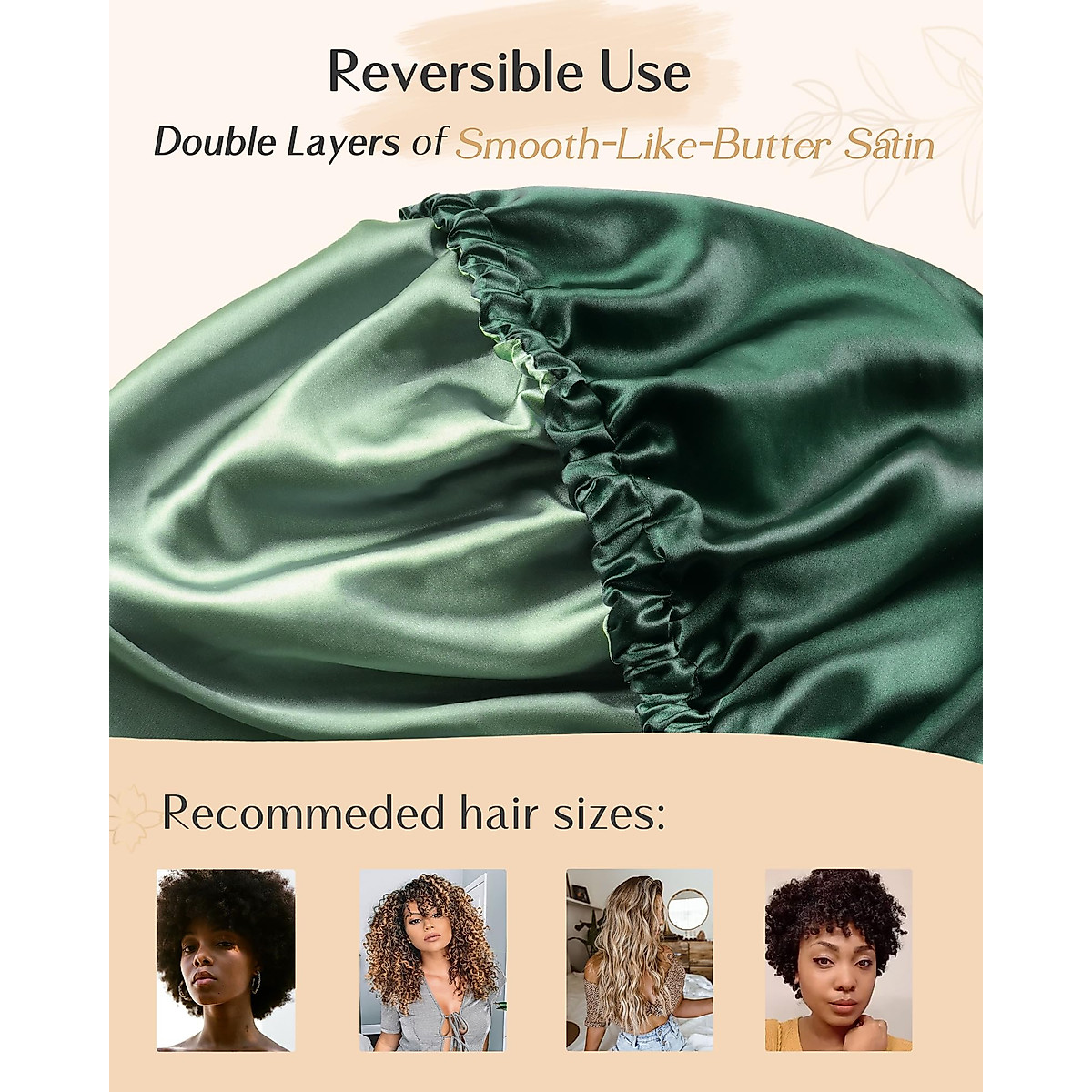 YANIBEST Double Layer Satin Bonnet Silk Bonnet Adjustable Hair Bonnet for Sleeping Hair Bonnets for Women Curly Natural Hair