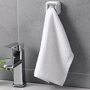 VALINK Kitchen Towel Holder - Self Adhesive Towel Holders for Kitchen,Wall Mounted Kids Hand Towel Hook,for Kitchen,Hand and Dish Towels, Gray