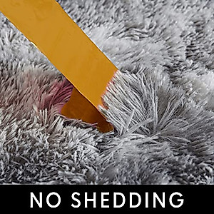 Vocrite Fluffy Rug for Bedroom, Gray 4'x6' Furry Shag Area Carpets, Anti-Slip Plush Shaggy Fur Throw Rugs for Kids Girls Nursery Dorm Living Room Classroom Home Decor,Tie Dyed Light Grey