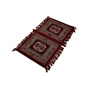 Kalagiri Maroon Pooja Aasan Velvet Mat Prayer Aasan Meditation Mat Multipurpose Rug Aasan for Navratri Diwali Mandir Pooja & Festive Occasions (Pack of 2)