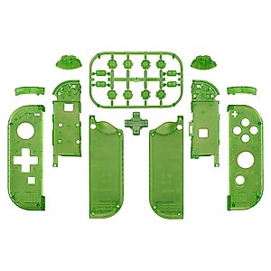 eXtremeRate Back Plate for Nintendo Switch Console, NS Joycon Housing Shell (D-Pad Version) with Full Set Buttons, DIY Replacement Shell for Nintendo Switch - Transparent Clear Green