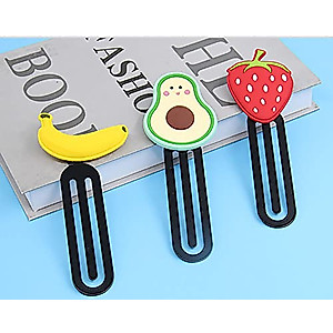Fruit Bookmarks, Fruit Marks Bookmarks 3D Cartoon Cute Funny Bookmarks Unique Bookmarks for Kids Boys Girls (Avocado + Strawberry + Pineapple)