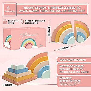 Decorably Rainbow Bookends for Kids, Book Ends Kids, Book Ends for Kids Rooms, Kids Book Ends to Hold Books Kids, Nursery Bookends Teacher, Kids Bookends for Shelves, Baby Bookends for Kids Room