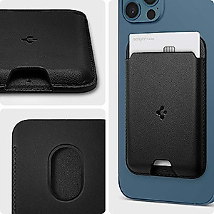 Spigen Valentinus (MagFit) Magnetic Wallet Card Holder 2-Cards Designed for MagSafe Compatible with iPhone 15, iPhone 14, iPhone 13, iPhone 12 Models - Black