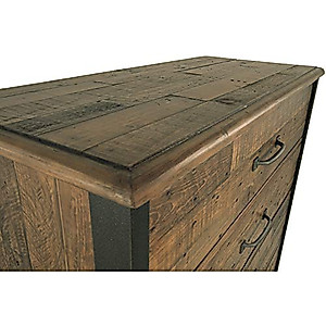 Signature Design by Ashley Sommerford Industrial Farmhouse 5 Drawer Chest with Dovetail Construction, Butcher-Block Brown, Black