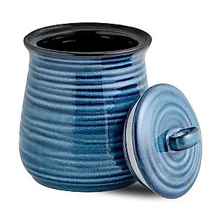 Tikooere Ceramic Kitchen Canister, Large Food Storage Jar with Aritight Lid for Coffee,Tea,Sugar,Flour,Cookie,Candy,Cereal,Dog Treat, 35 oz Coffee Canister for Kitchen Countertop, Blue