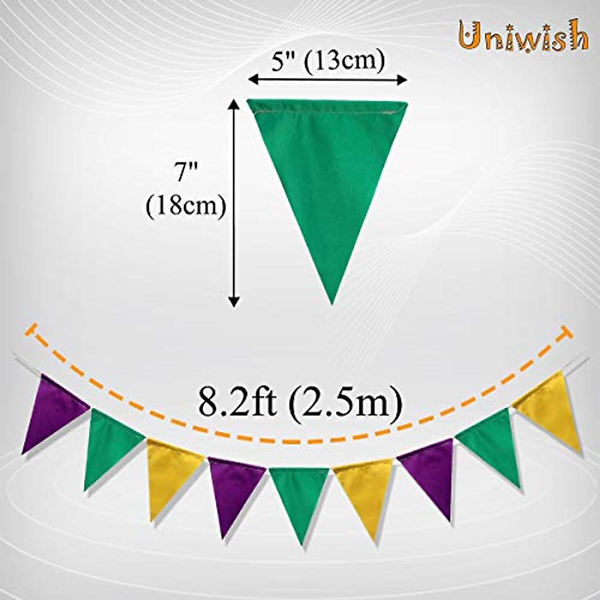 Uniwish Pre-Strung Gold Purple and Green Pennant Banner for Mardi Gras Decorations New Orleans Baby Shower Birthday Bachelorette Party Supplies
