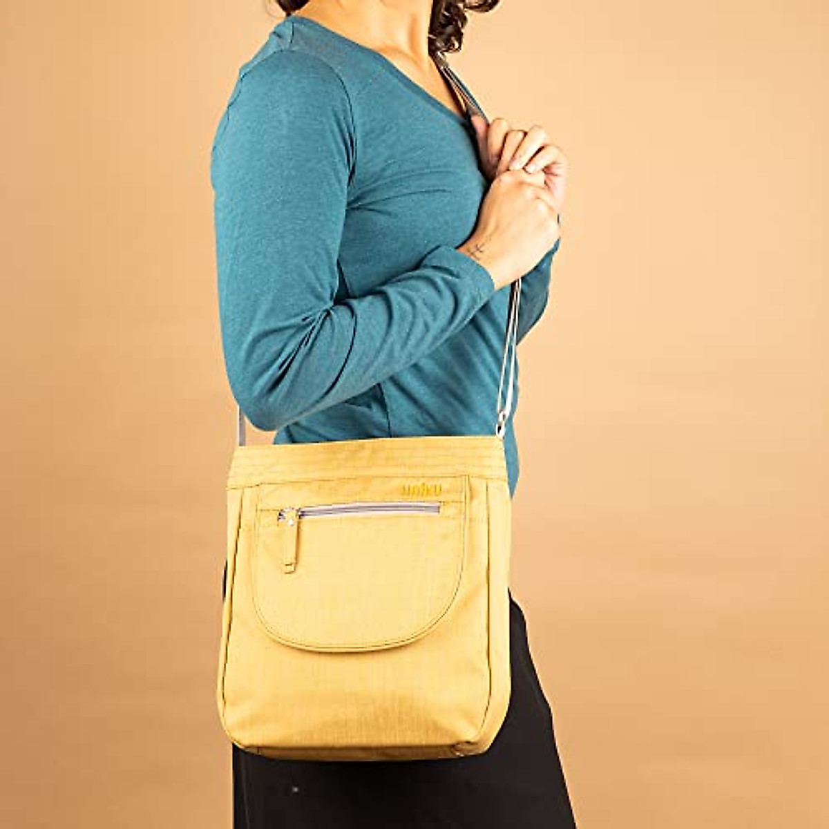 HAIKU Jaunt Eco-Friendly RFID Blocking Crossbody Bags for Women, Travel Purse with Zippered Pockets and Adjustable Strap, Honeycomb