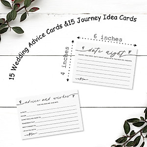 Advice And Wishes Card Set For The New Couples Mr And Mrs, 15 Wedding Advice Cards And 15 Date Night Cards Cards For Bride, Groom, Newlyweds, Wedding Supplies，Bridal Shower Party(4X6 Inches Off-white)-B01