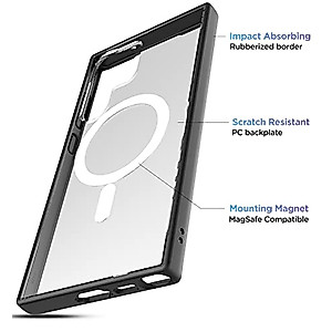 Encased Clear Case Designed for Samsung Galaxy S23 Ultra Magnetic Case with Removeable Phone Holder Grip/Kickstand - Compatible with MagSafe Charging & Accessories