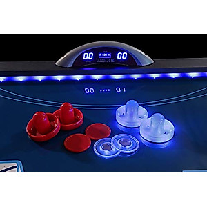 Atomic 90” Indiglo LED Light UP Arcade Air Powered Hockey Table - Includes Light Up Pucks and Pushers, Grey